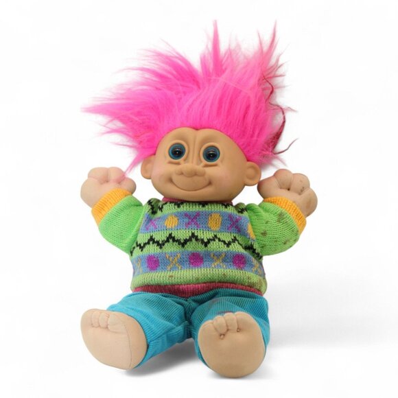Russ | Toys | Vintage Troll Doll With Neon Pink Hair Colorful Outfit ...